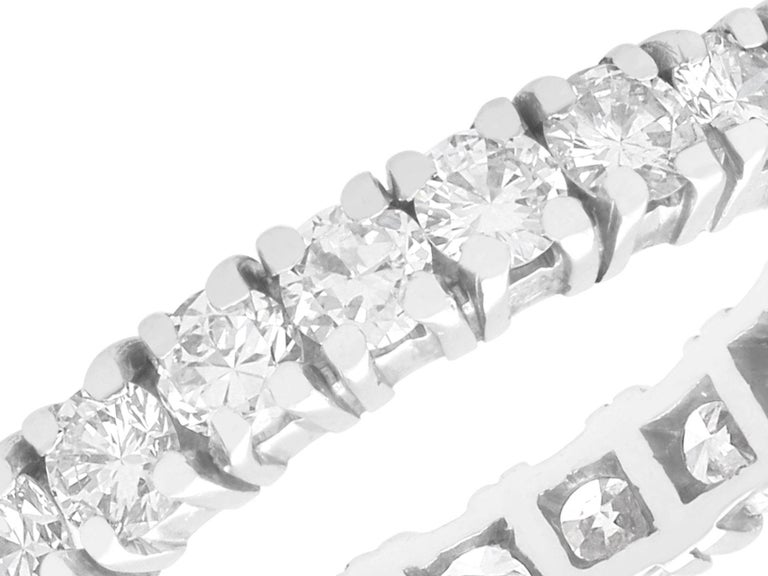 Vintage 3 Carat Diamond Eternity Ring in White Gold For Sale at 1stDibs