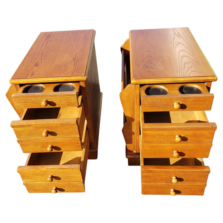 Vintage 3 Drawers Oak End Tables with Magazine Racks, a Pair For Sale ...