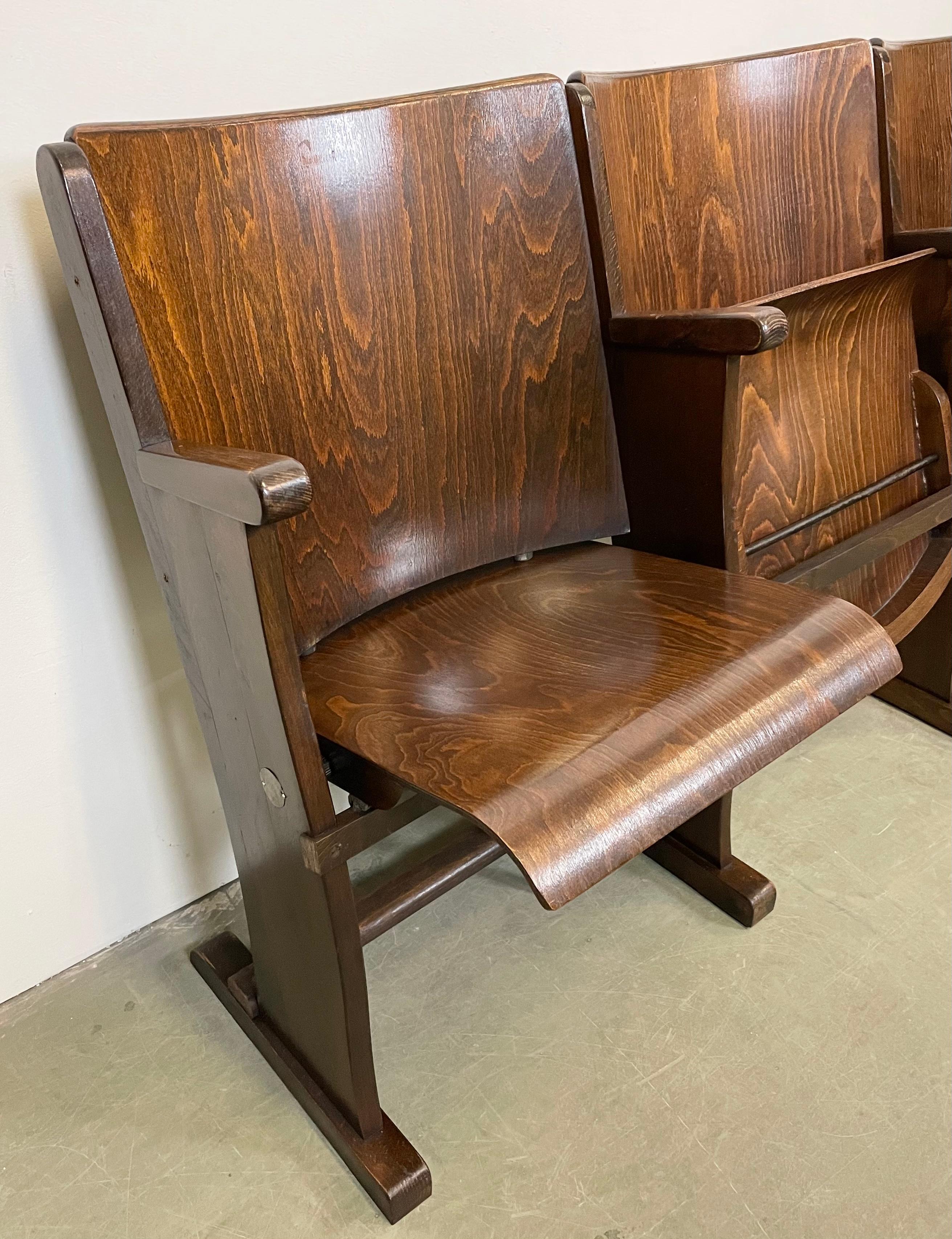 Vintage 3-Seat Cinema Bench from Ton, 1950s For Sale at 1stDibs