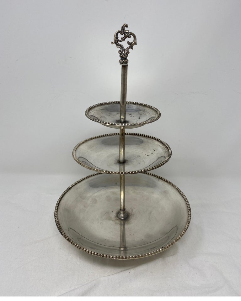 Vintage 3-Tiered Hotel Silver Biscuit Stand at 1stDibs