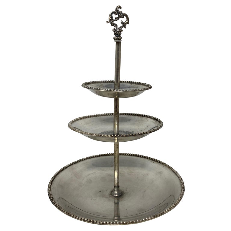 Vintage 3-Tiered Hotel Silver Biscuit Stand at 1stDibs