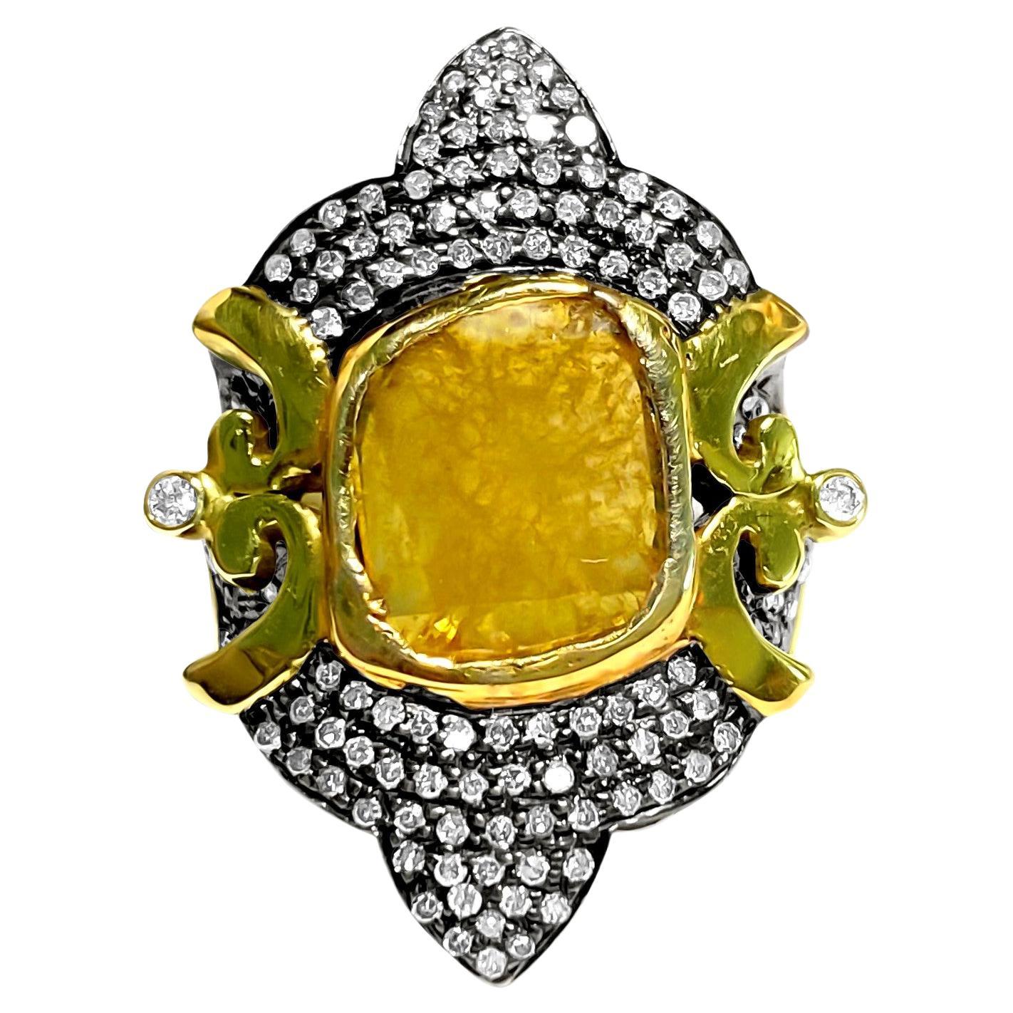 .25 Carat Diamond Yellow Gold Spray Cocktail Ring For Sale at 1stDibs
