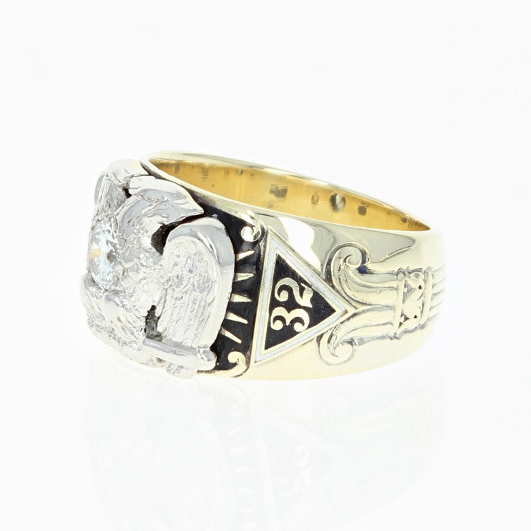 Vintage 32nd Degree Scottish Rite Ring, 14K Gold and Platinum Masonic ...