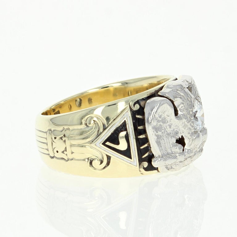 Vintage 32nd Degree Scottish Rite Ring, 14K Gold and Platinum Masonic ...