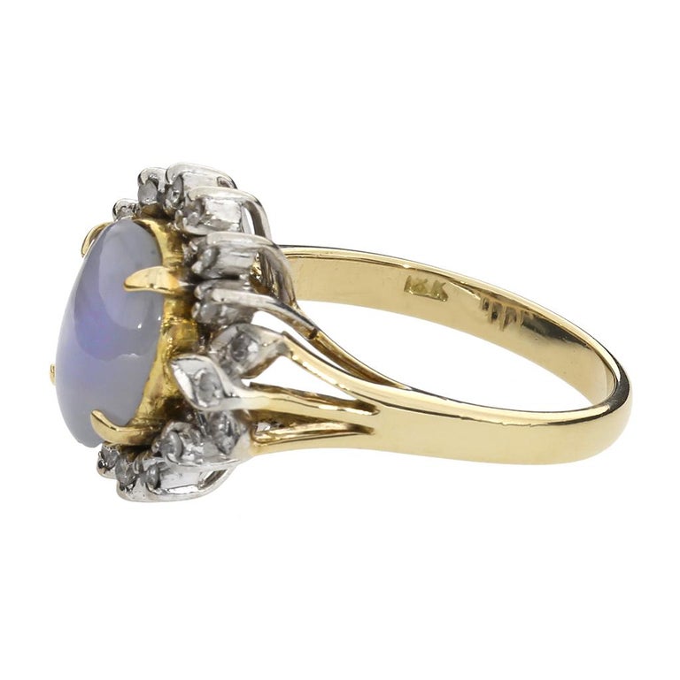 Vintage 3.54 Carat Blue Star Sapphire and Diamond 14K Cocktail Ring For ...