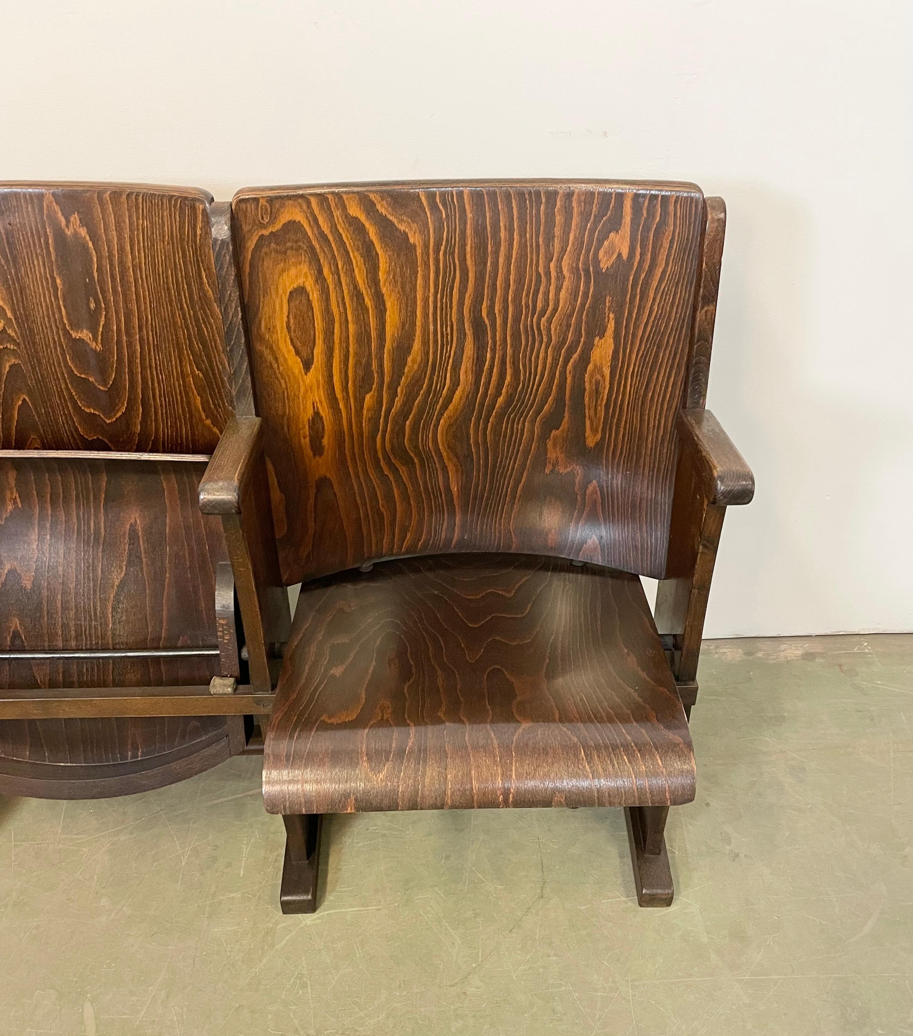 Vintage 4-Seat Cinema Bench from Ton, 1950s at 1stDibs