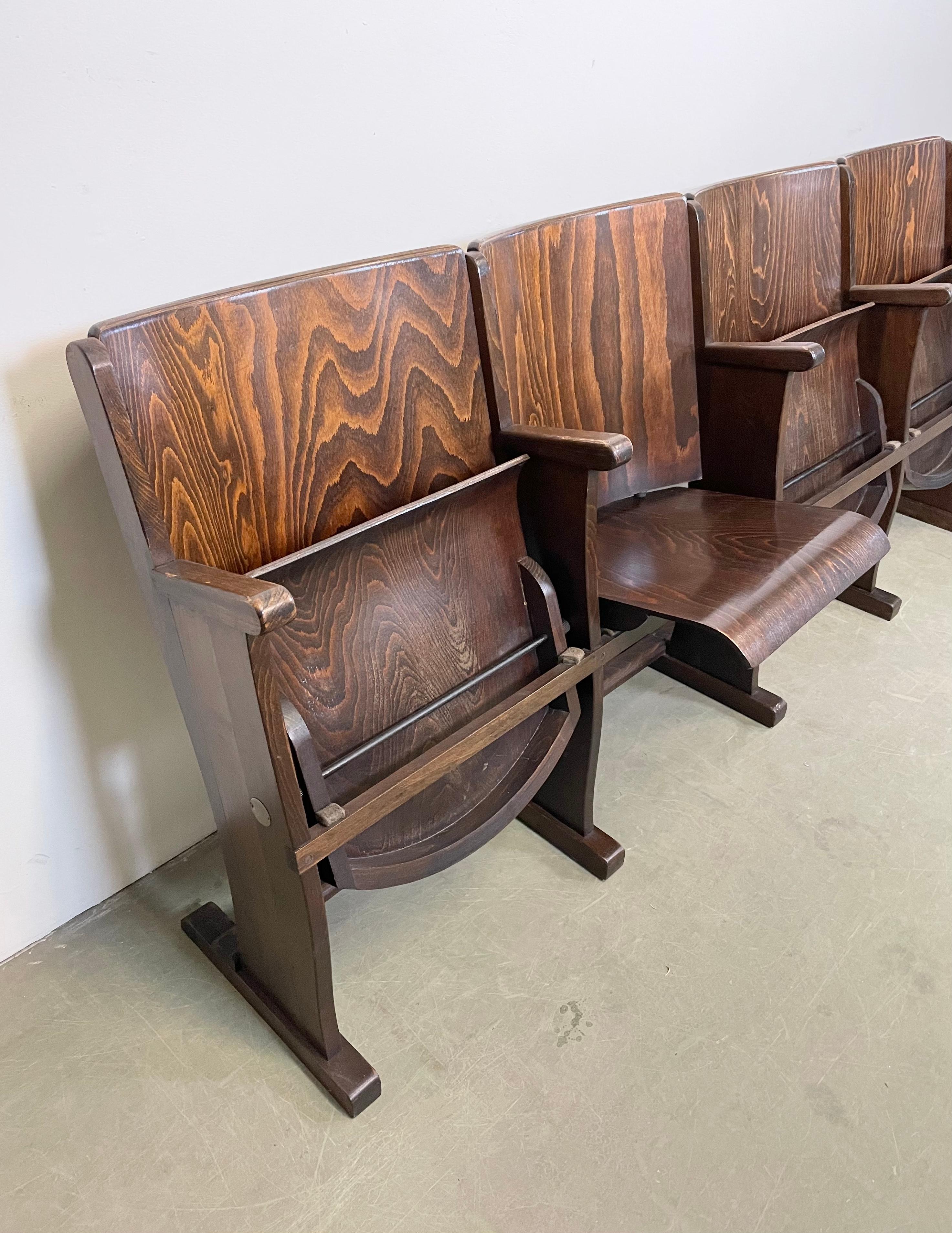 Vintage 4-Seat Cinema Bench from Ton, 1950s at 1stDibs