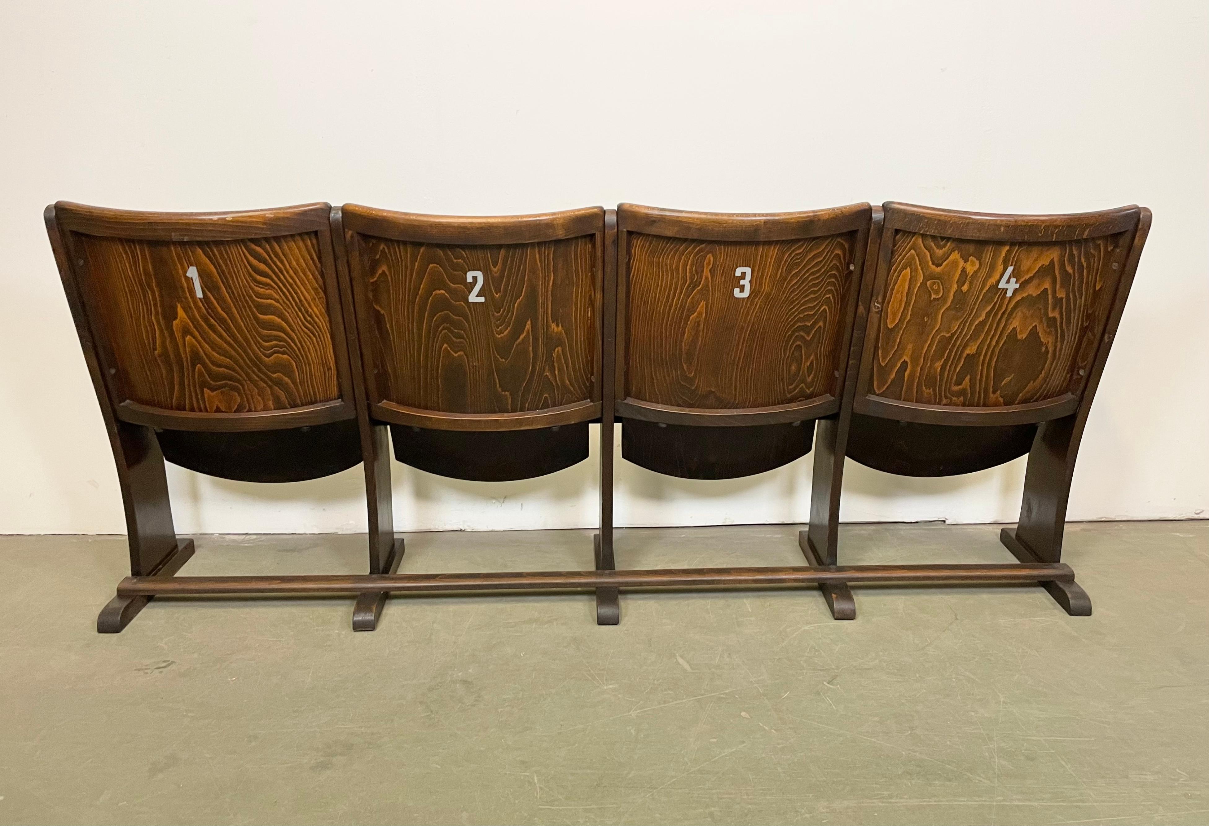 Vintage 4-Seat Cinema Bench from Ton, 1950s at 1stDibs