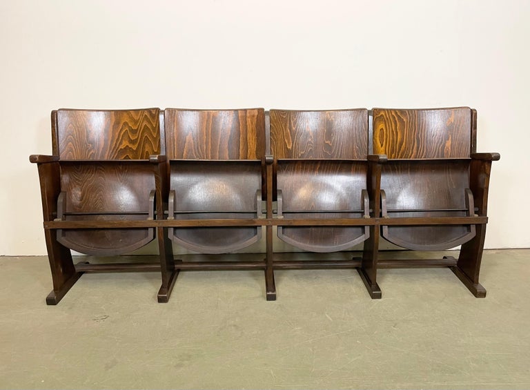 Vintage 4-Seat Cinema Bench from Ton, 1950s For Sale at 1stDibs