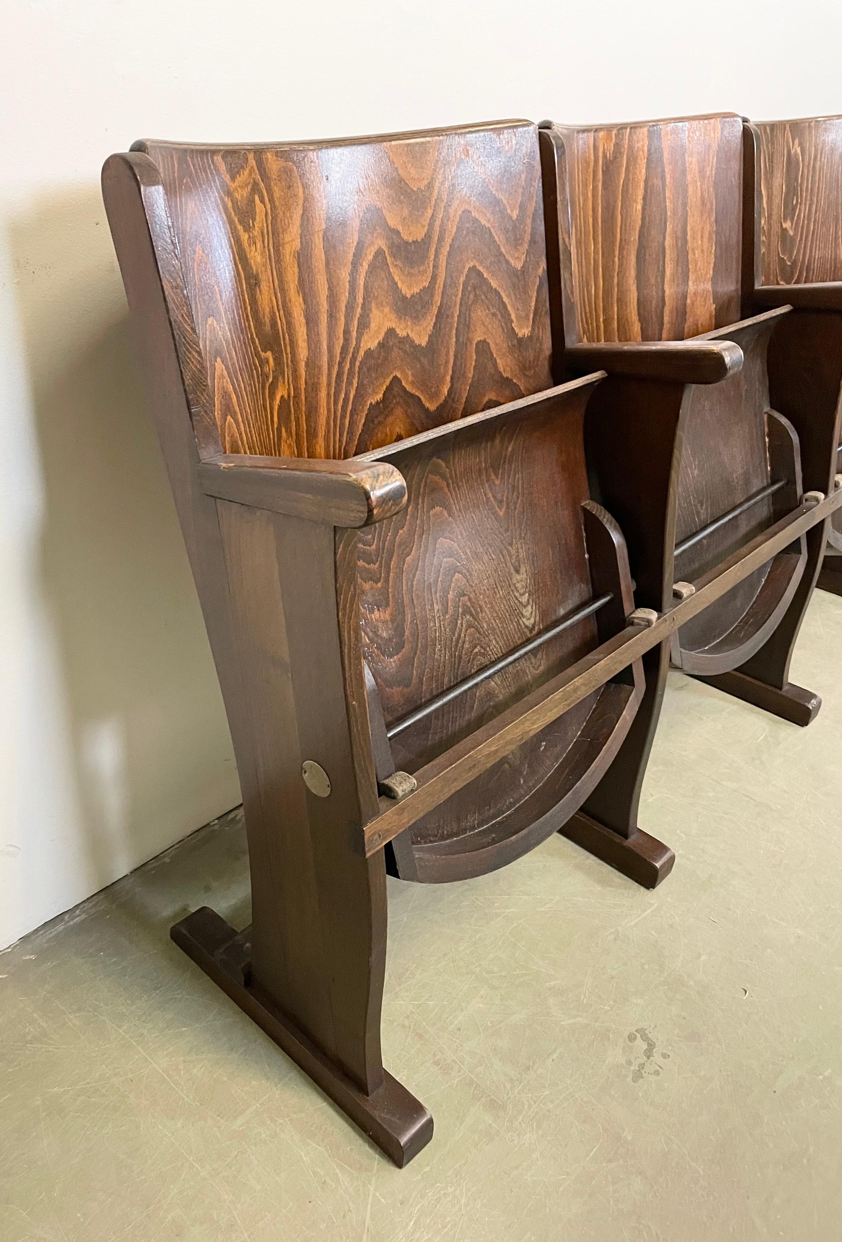 Vintage 4-Seat Cinema Bench from Ton, 1950s at 1stDibs