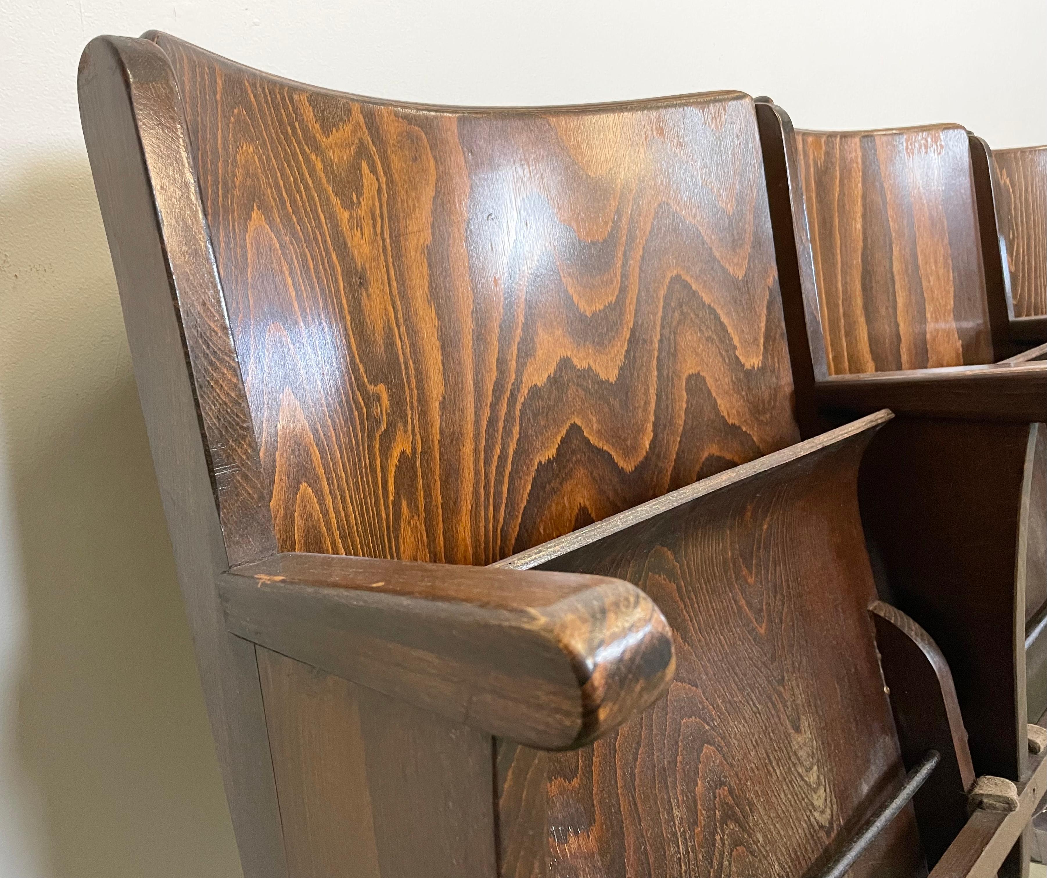 Vintage 4-Seat Cinema Bench from Ton, 1950s at 1stDibs