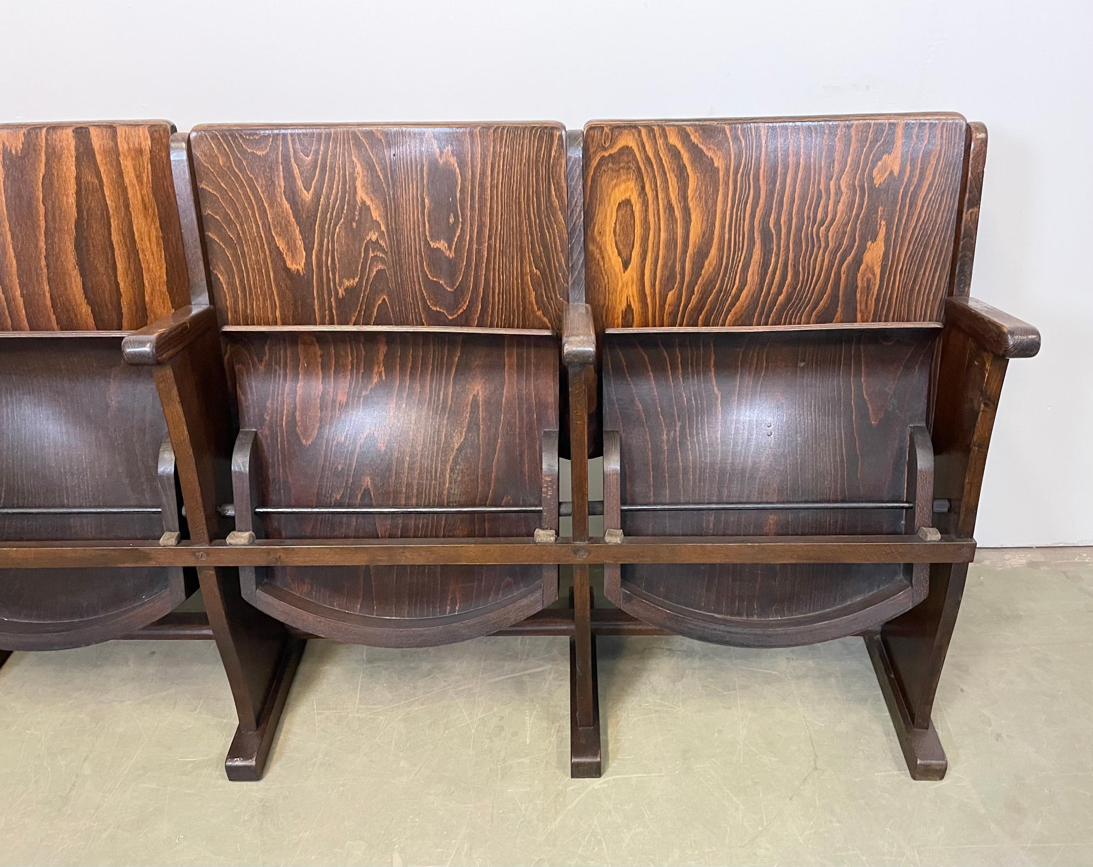 Vintage 4-Seat Cinema Bench from Ton, 1950s at 1stDibs