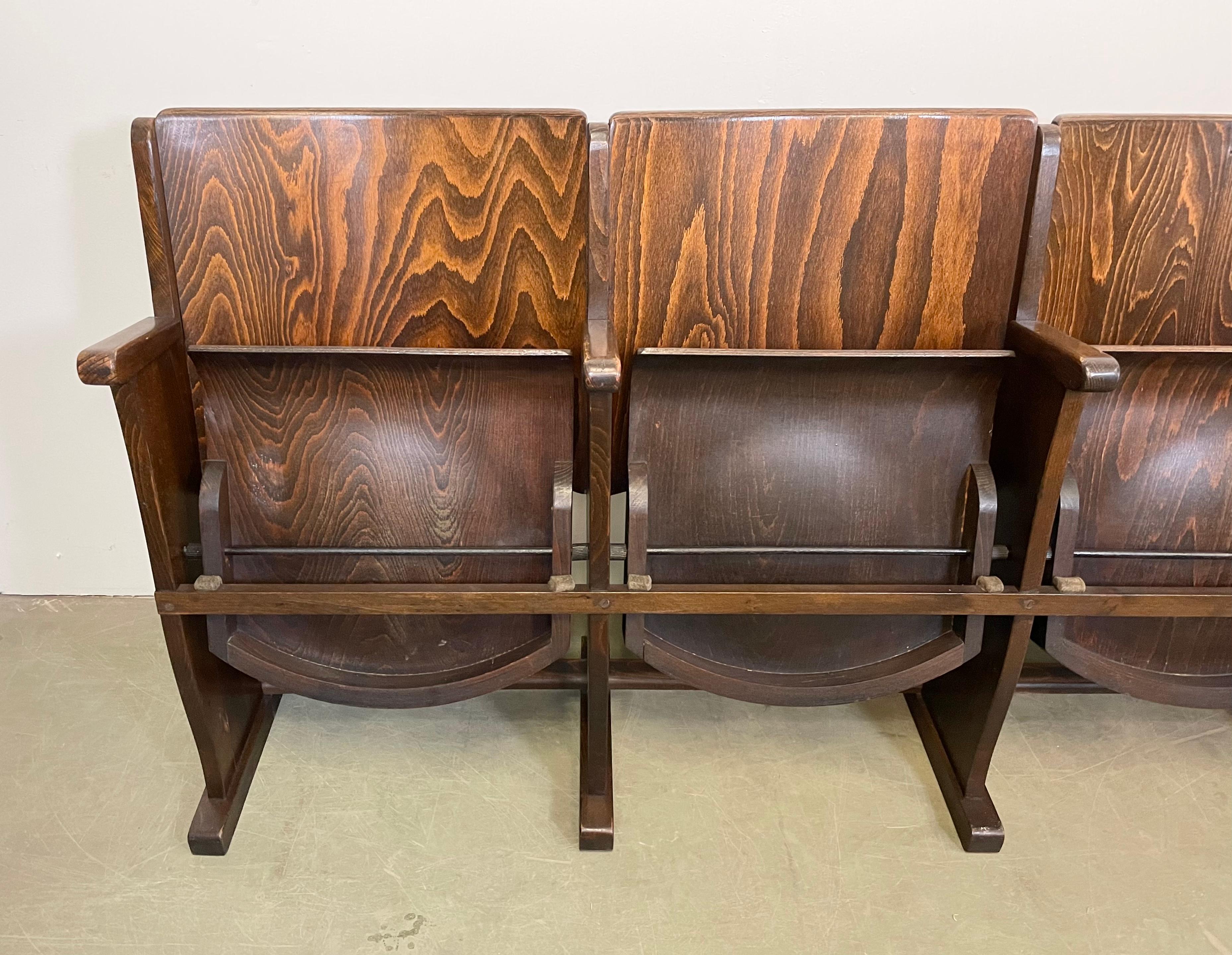 Vintage 4-Seat Cinema Bench from Ton, 1950s at 1stDibs