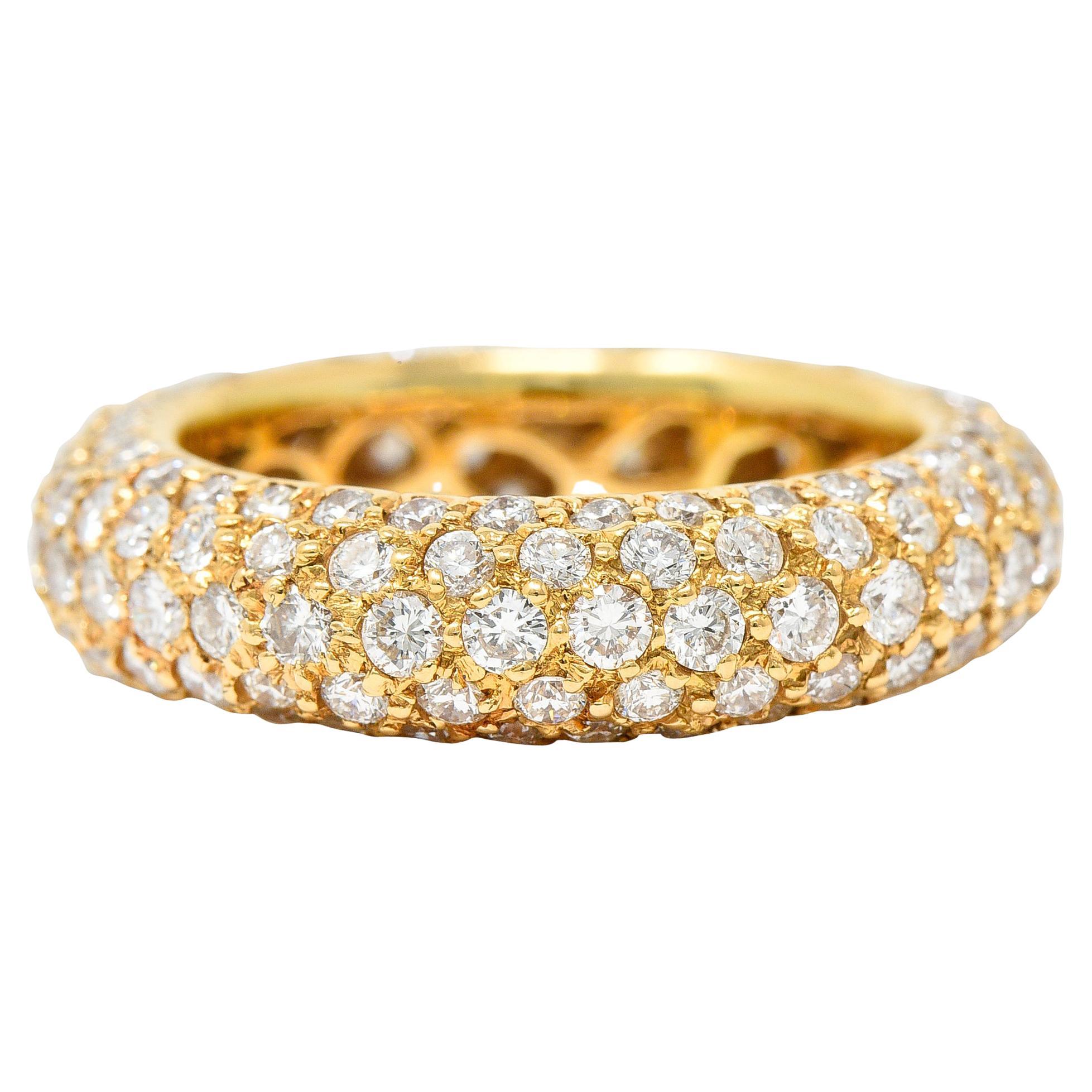 Contemporary 3 50 Carats Pave Diamond 18 Karat White Gold Band Ring For