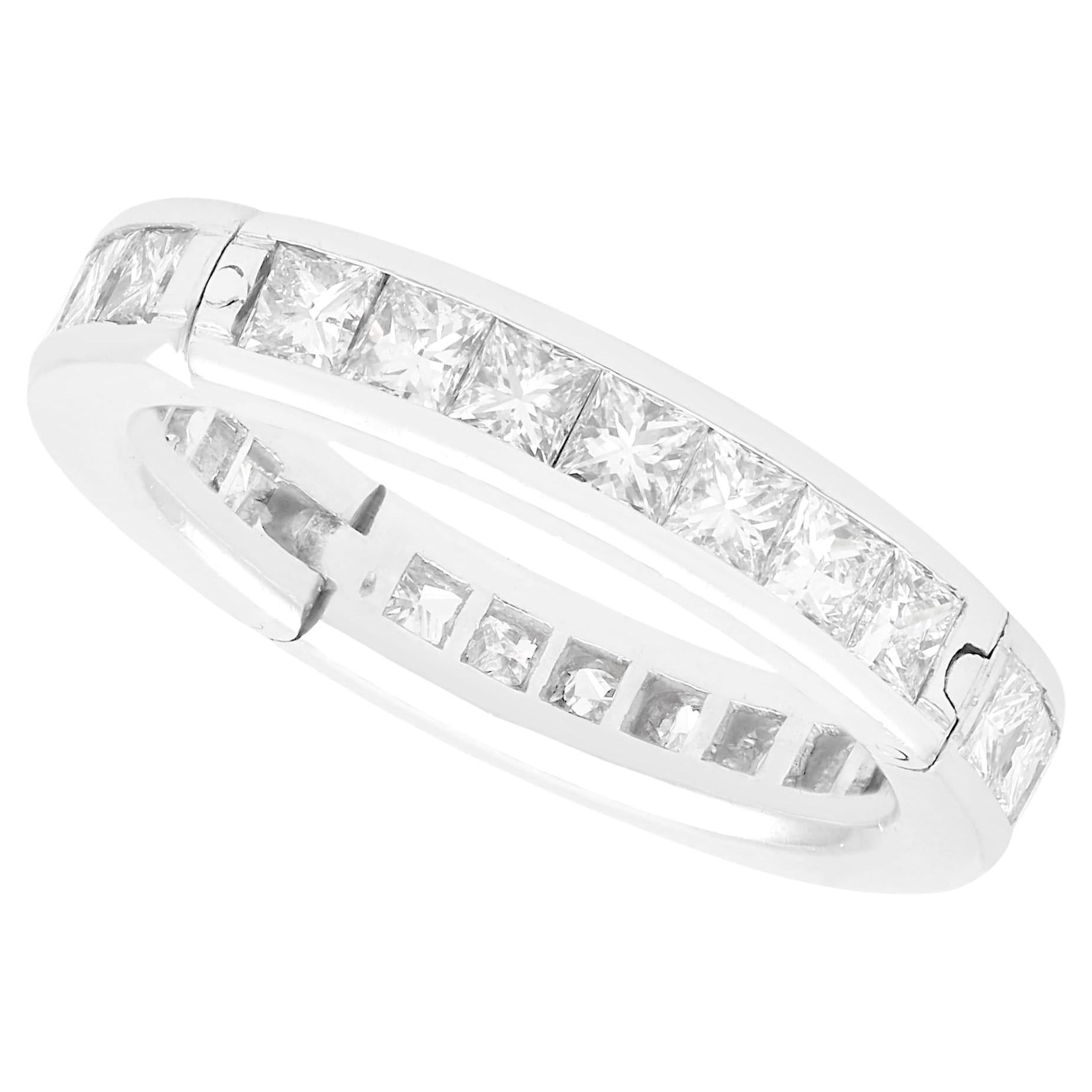 Vintage 4.10 Carat Diamond and 18k White Gold Eternity Ring For Sale at 1stDibs