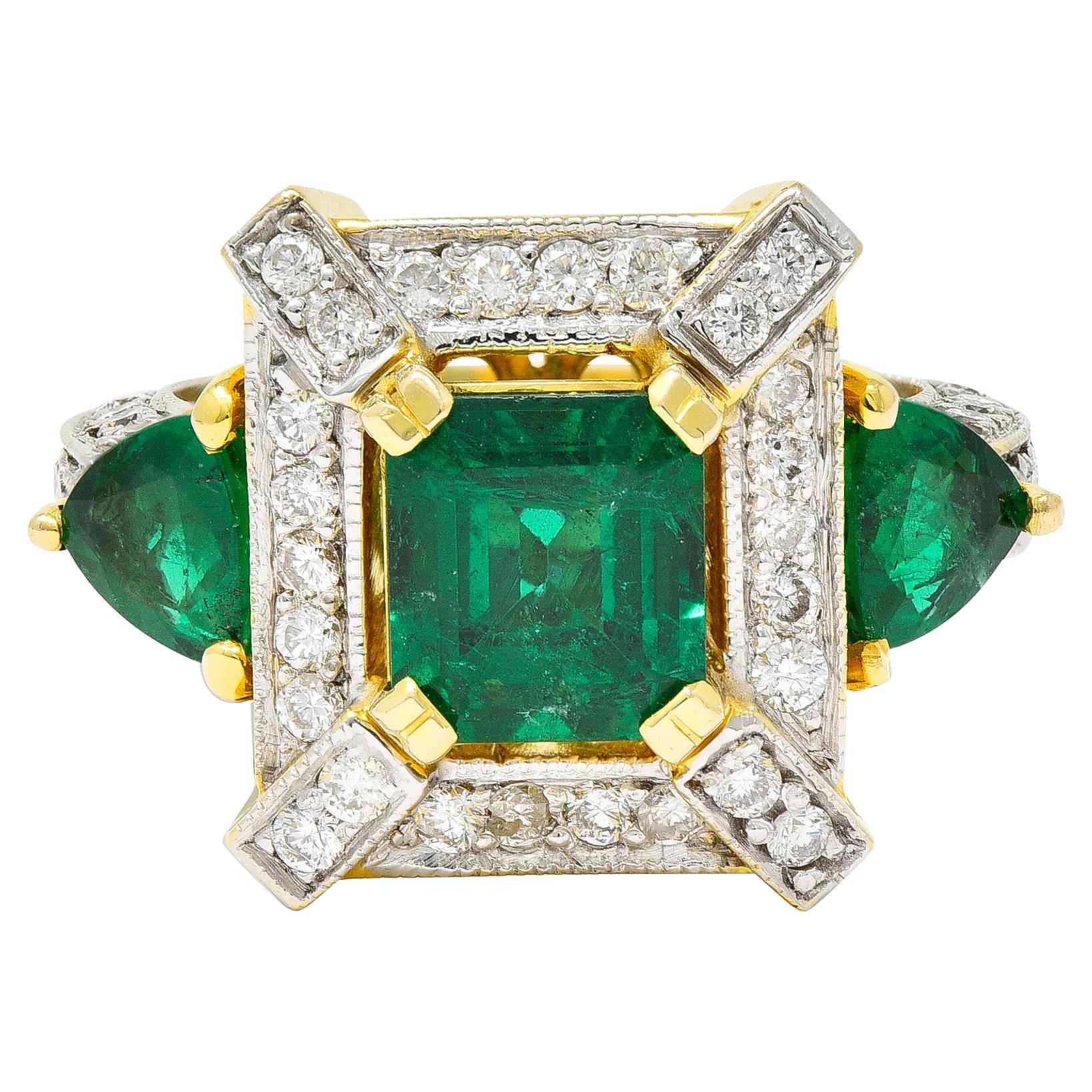 .69 Carat Diamond Interlocking Two-Tone Gold Swirl Cocktail Ring For ...