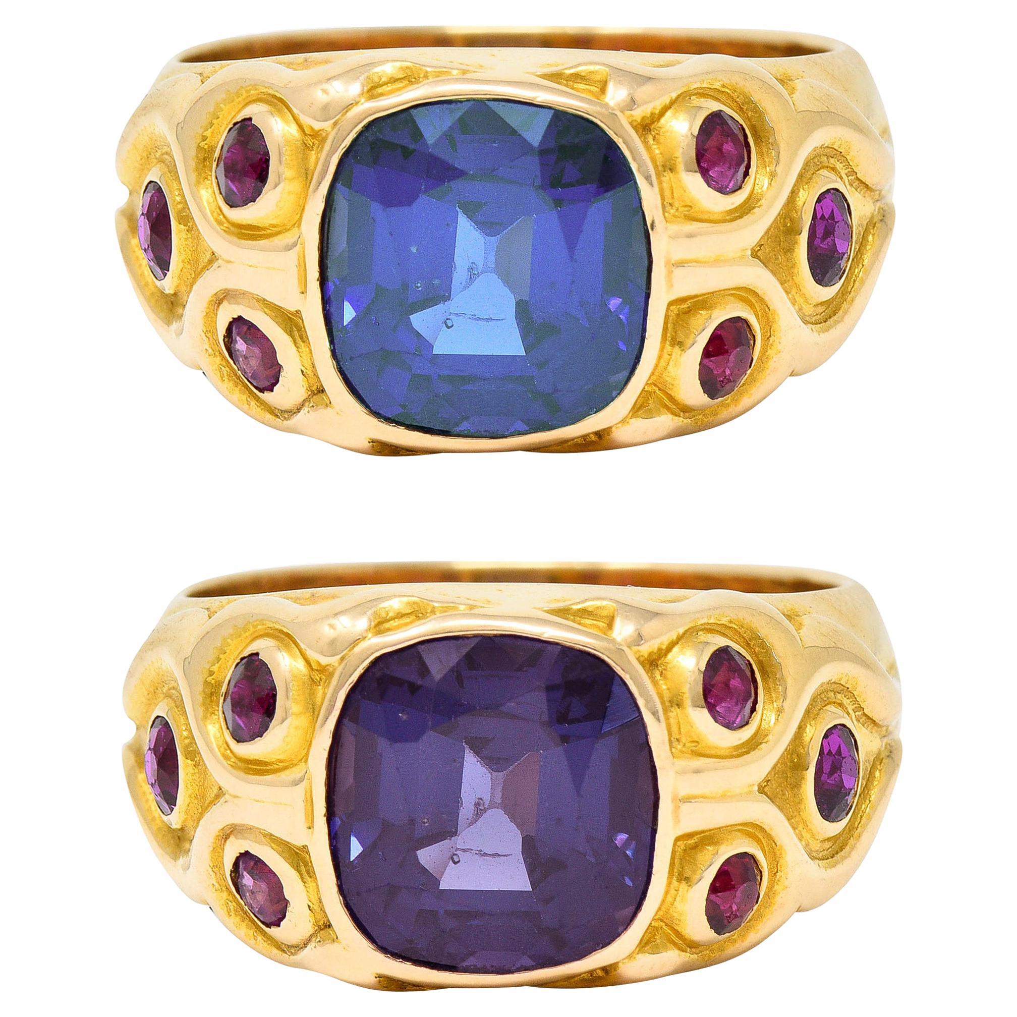 Victorian Natural Untreated Red Spinel Rare Secret Locket Ring For Sale ...