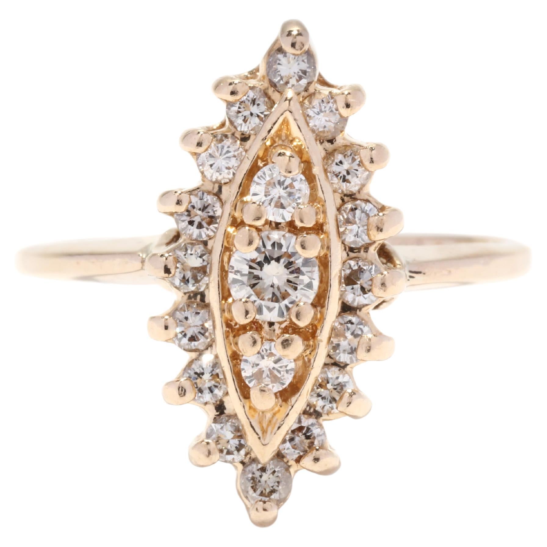 Navette Style Marquise Shaped Diamond Ring at 1stDibs