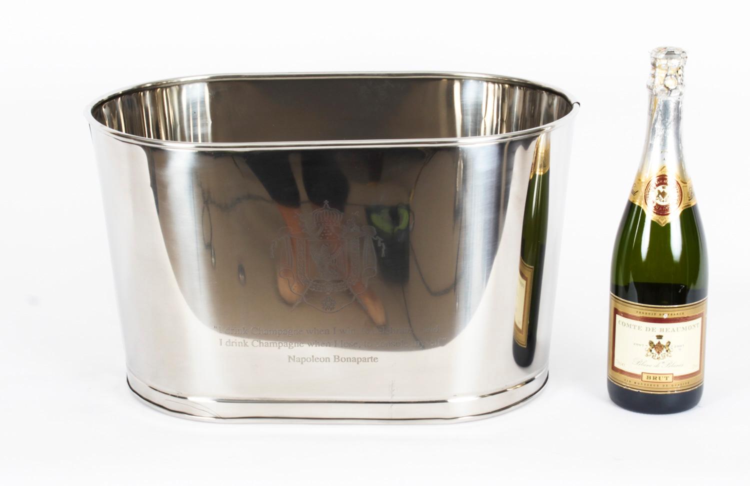 Vintage 5 Bottle Silver Plated Wine Cooler Ice Bucket 20th Century For ...