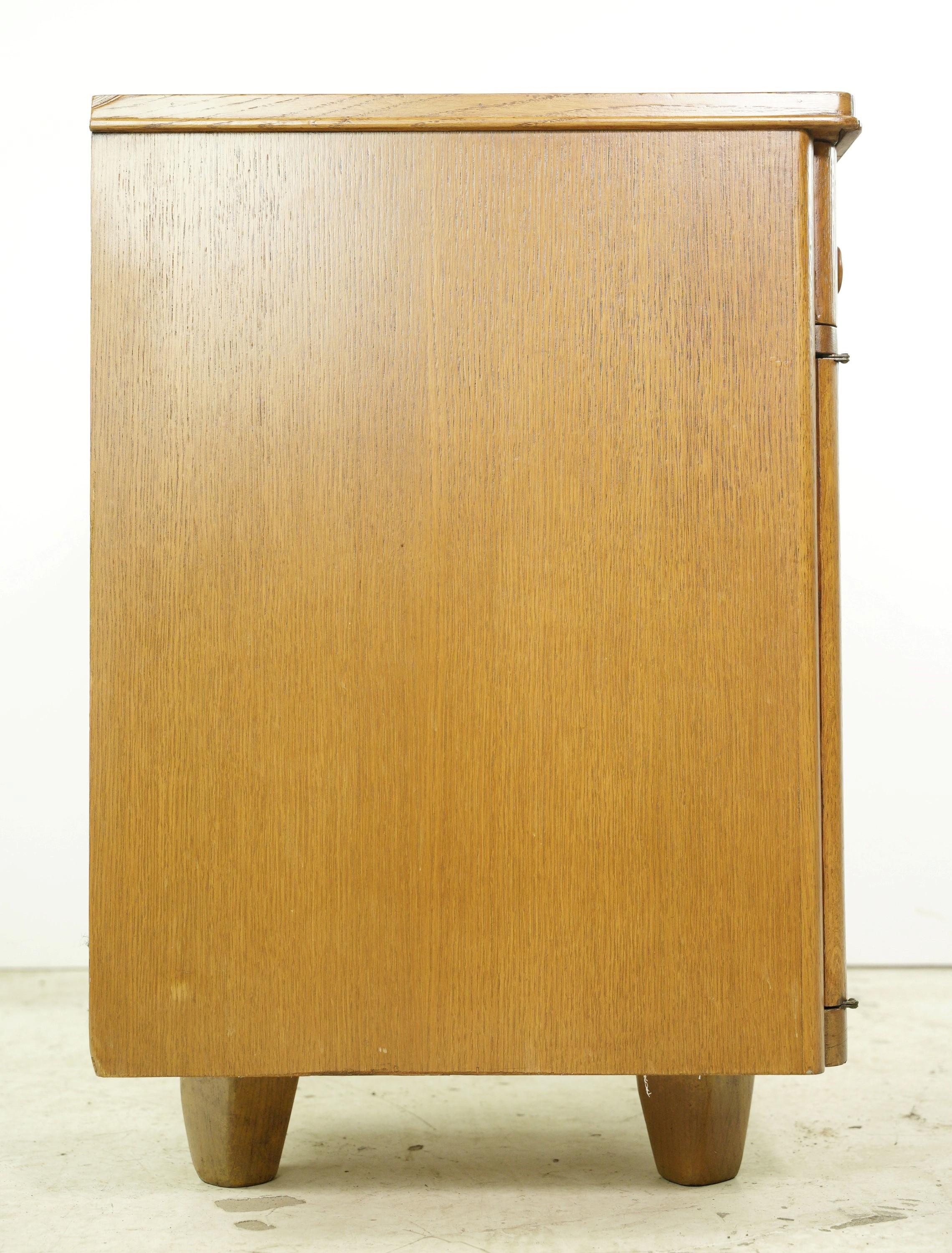 Vintage 5 Drawers Light Tone Wood Oak Office Desk For Sale at 1stDibs