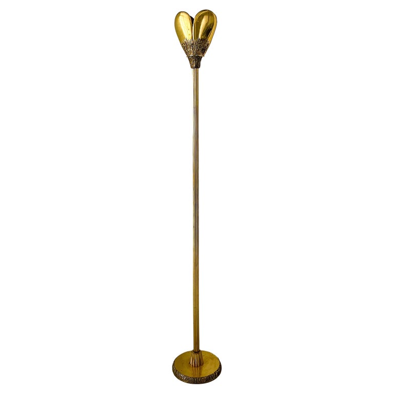Vintage 50s Italian brass sculptural floor lamp, heart shaped shade ...
