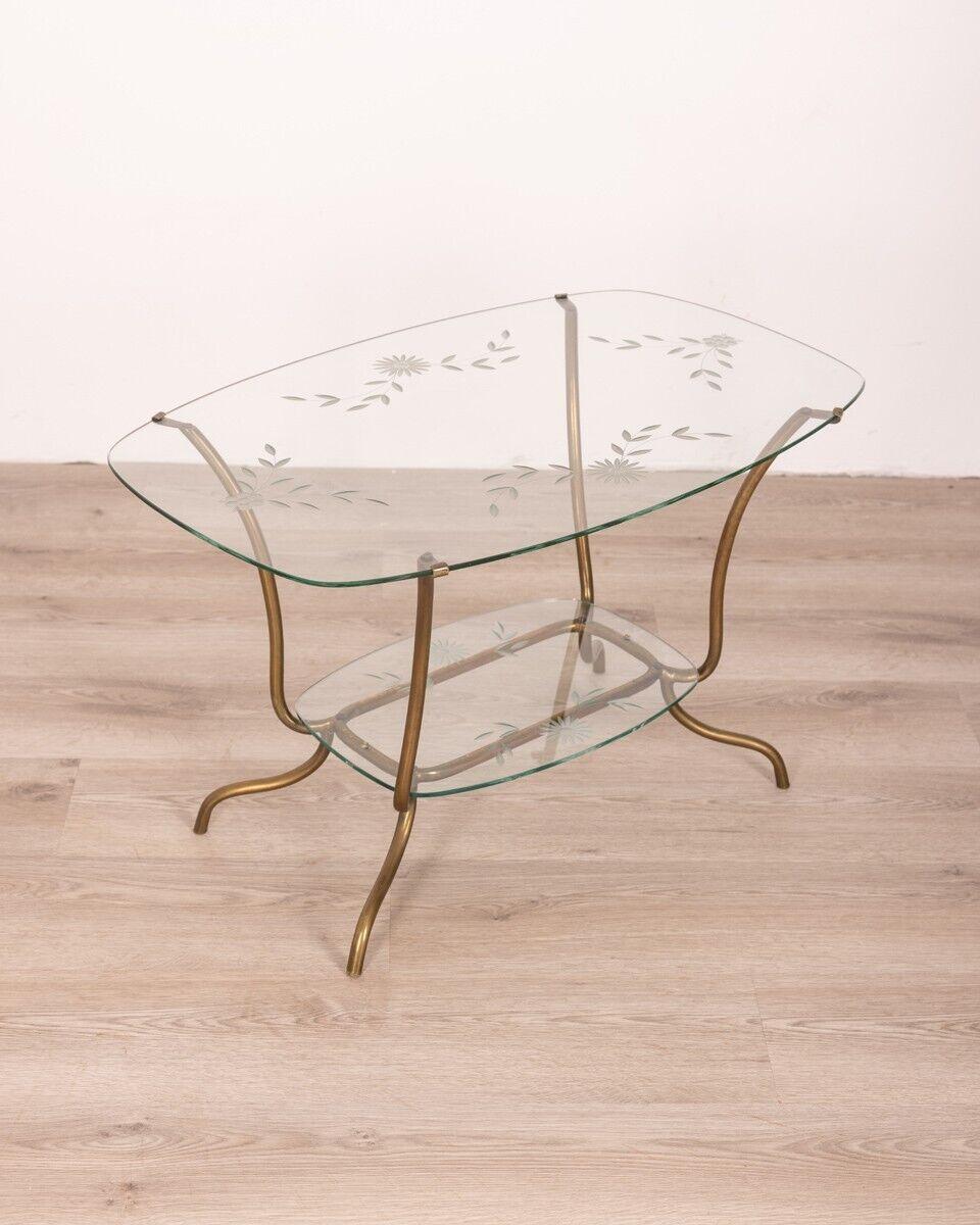 Vintage 50's Table in Brass and Glass Italian Design at 1stDibs