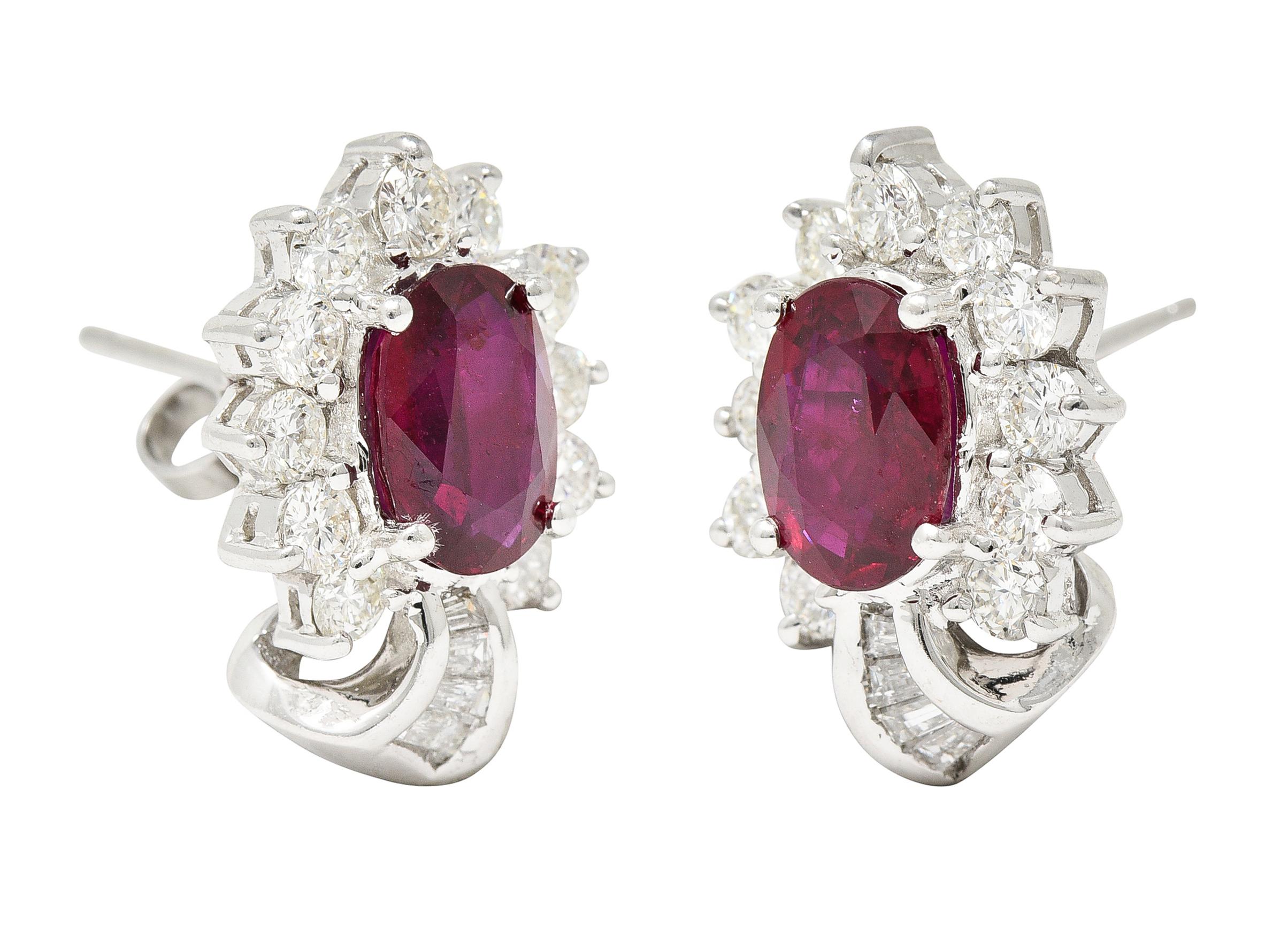 Vintage 5.60 Carats Ruby Diamond 18 Karat White Gold Ribbon Cluster ...