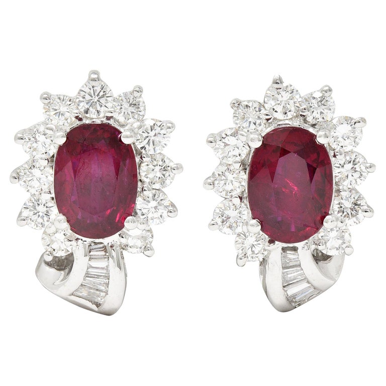 Vintage 5.60 Carats Ruby Diamond 18 Karat White Gold Ribbon Cluster ...