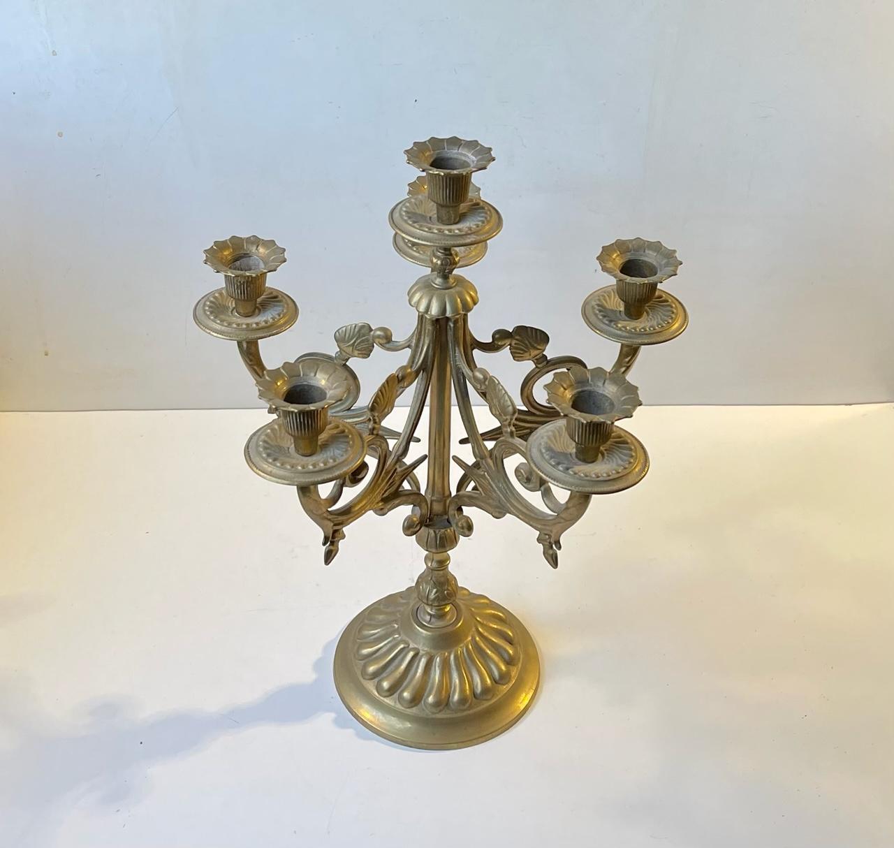 Vintage 6 Arm Italian Candelabra in Brass at 1stDibs | 6 arm candelabra ...