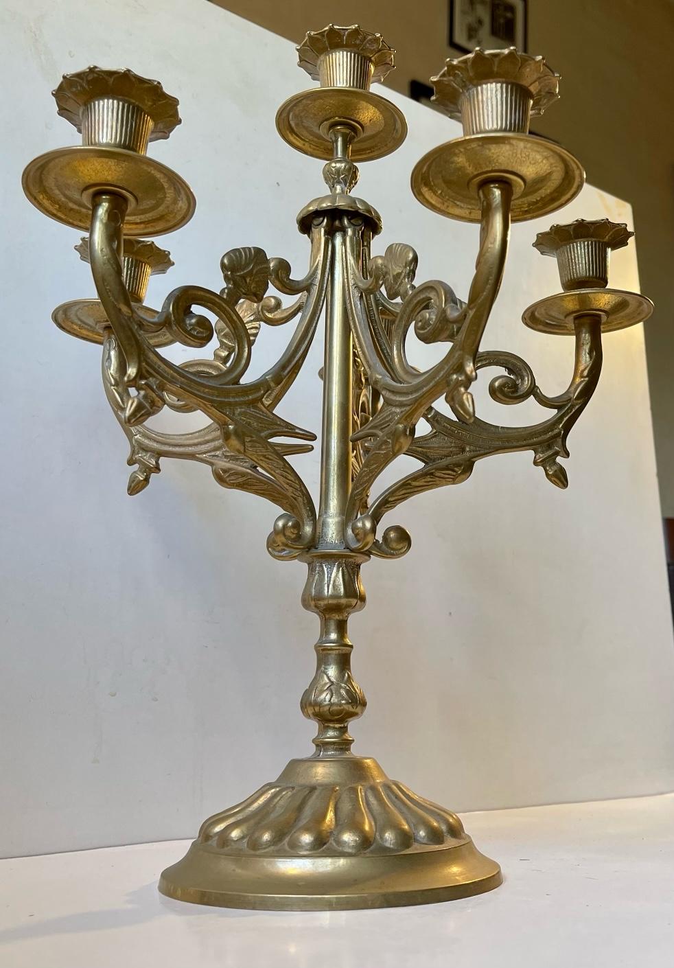Vintage 6 Arm Italian Candelabra in Brass at 1stDibs | 6 arm candelabra ...