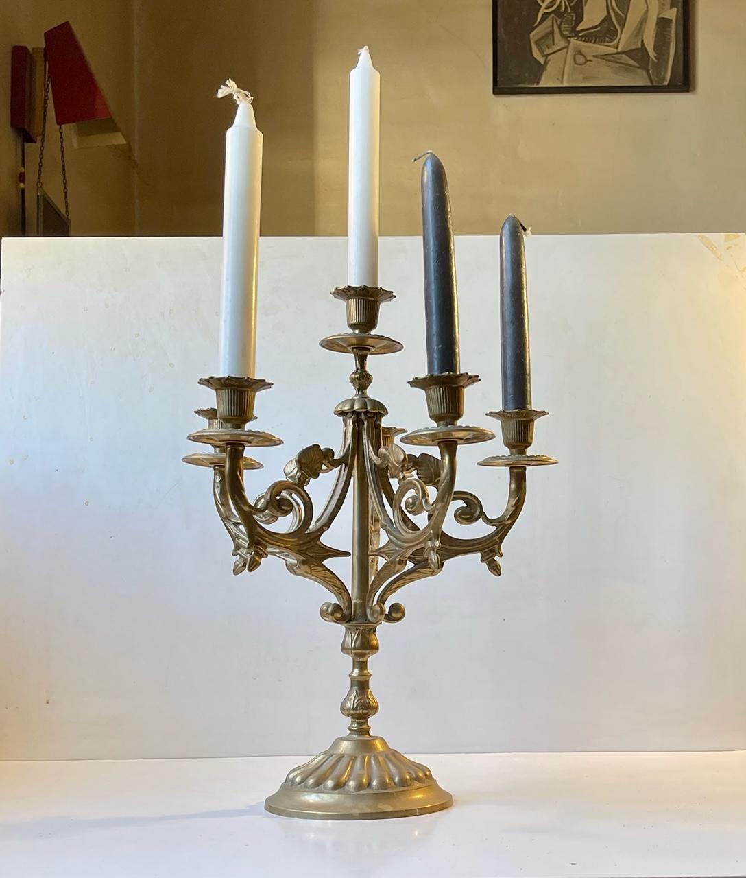 Vintage 6 Arm Italian Candelabra in Brass at 1stDibs | 6 arm candelabra ...