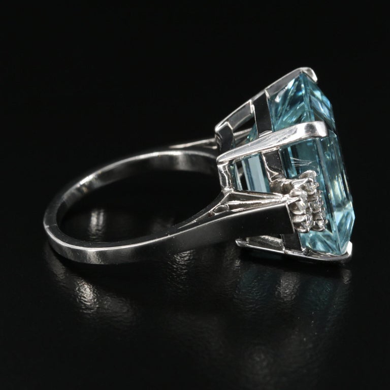 Customizable Vintage 6 Carat 18K Gold Aquamarine and Diamond Statement ...