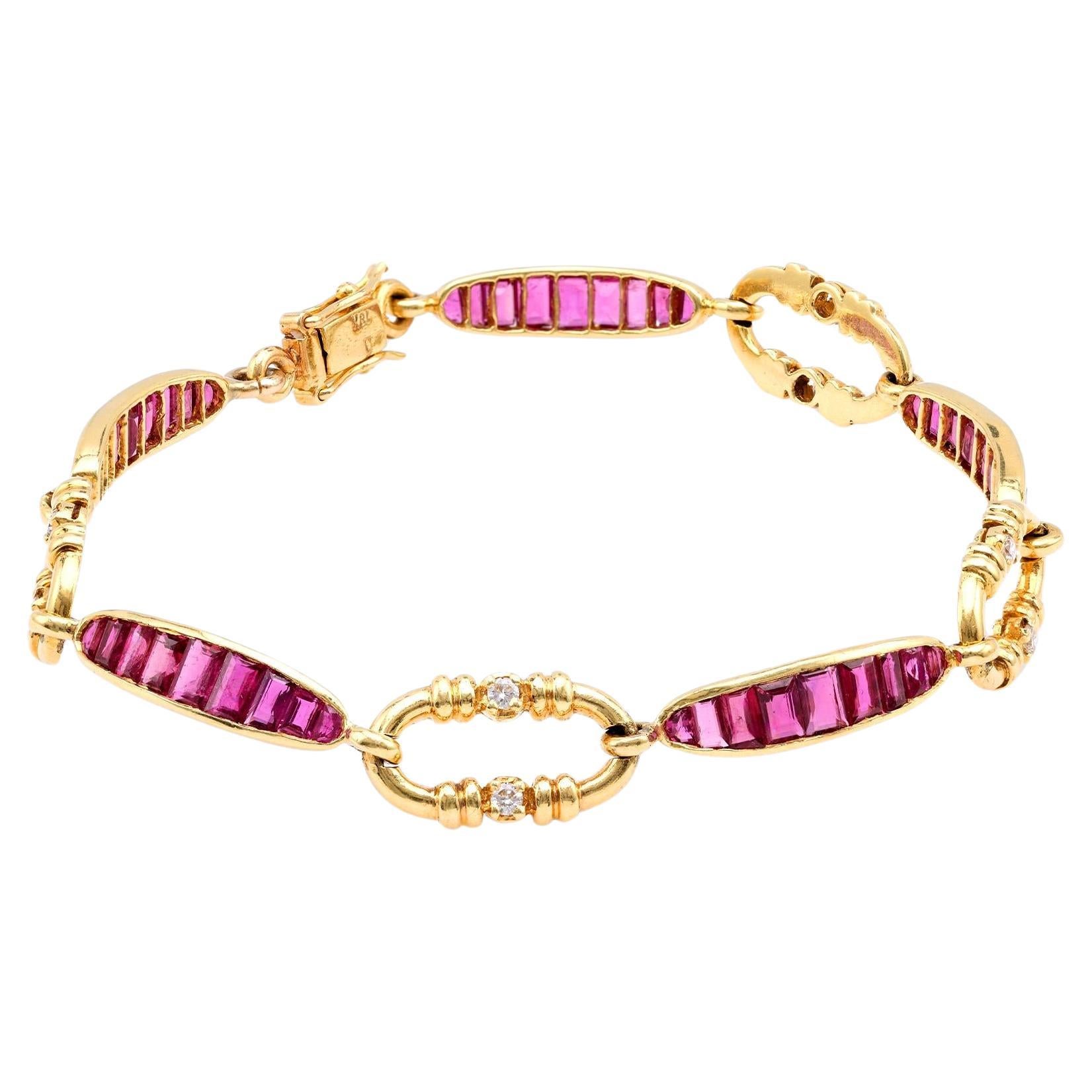 Ruby Diamond Gold Bracelet at 1stDibs