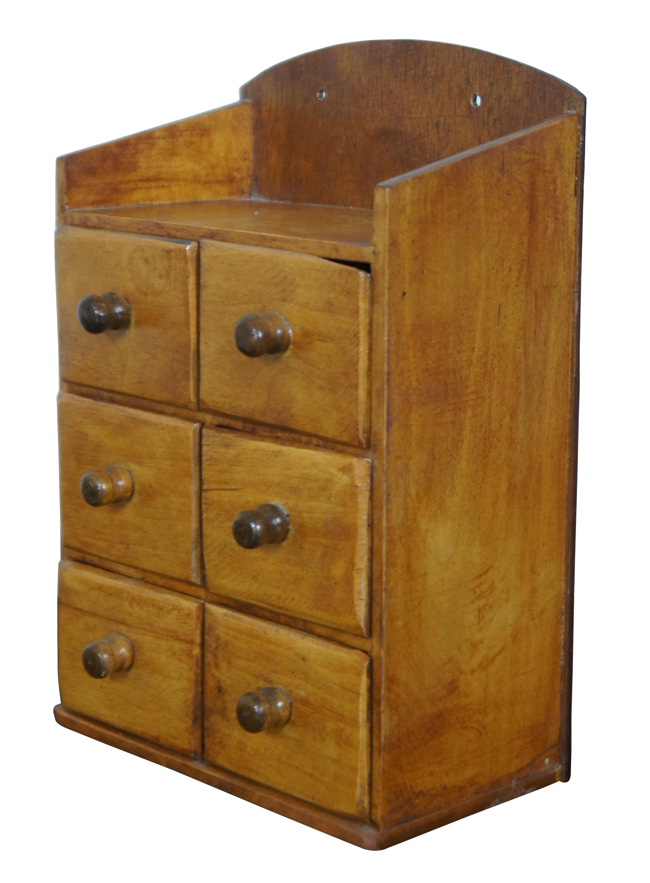 Vintage 6 Drawer Farmhouse Kitchen Poplar Apothecary Spice Box Rack ...