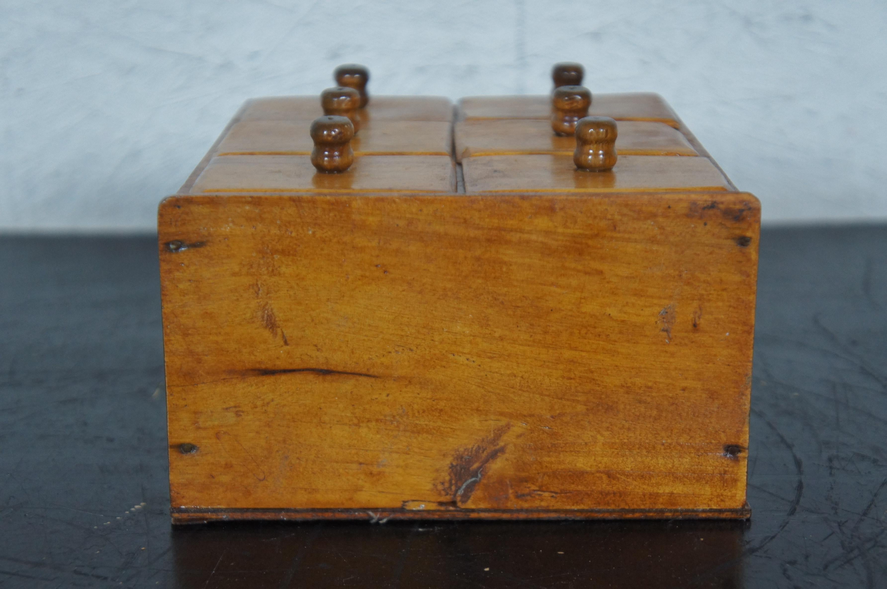 Vintage 6 Drawer Farmhouse Kitchen Poplar Apothecary Spice Box Rack ...