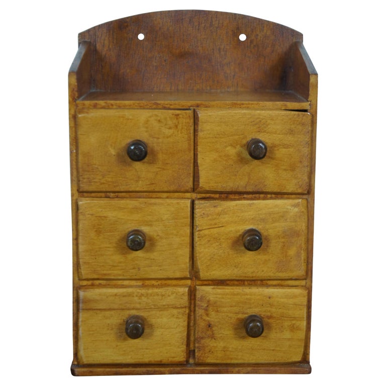 Vintage 6 Drawer Farmhouse Kitchen Poplar Apothecary Spice Box Rack ...