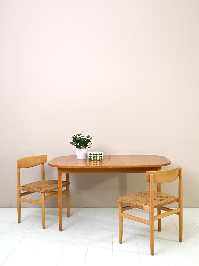 Vintage 60s oak dining table, Scandinavian design For Sale at 1stDibs