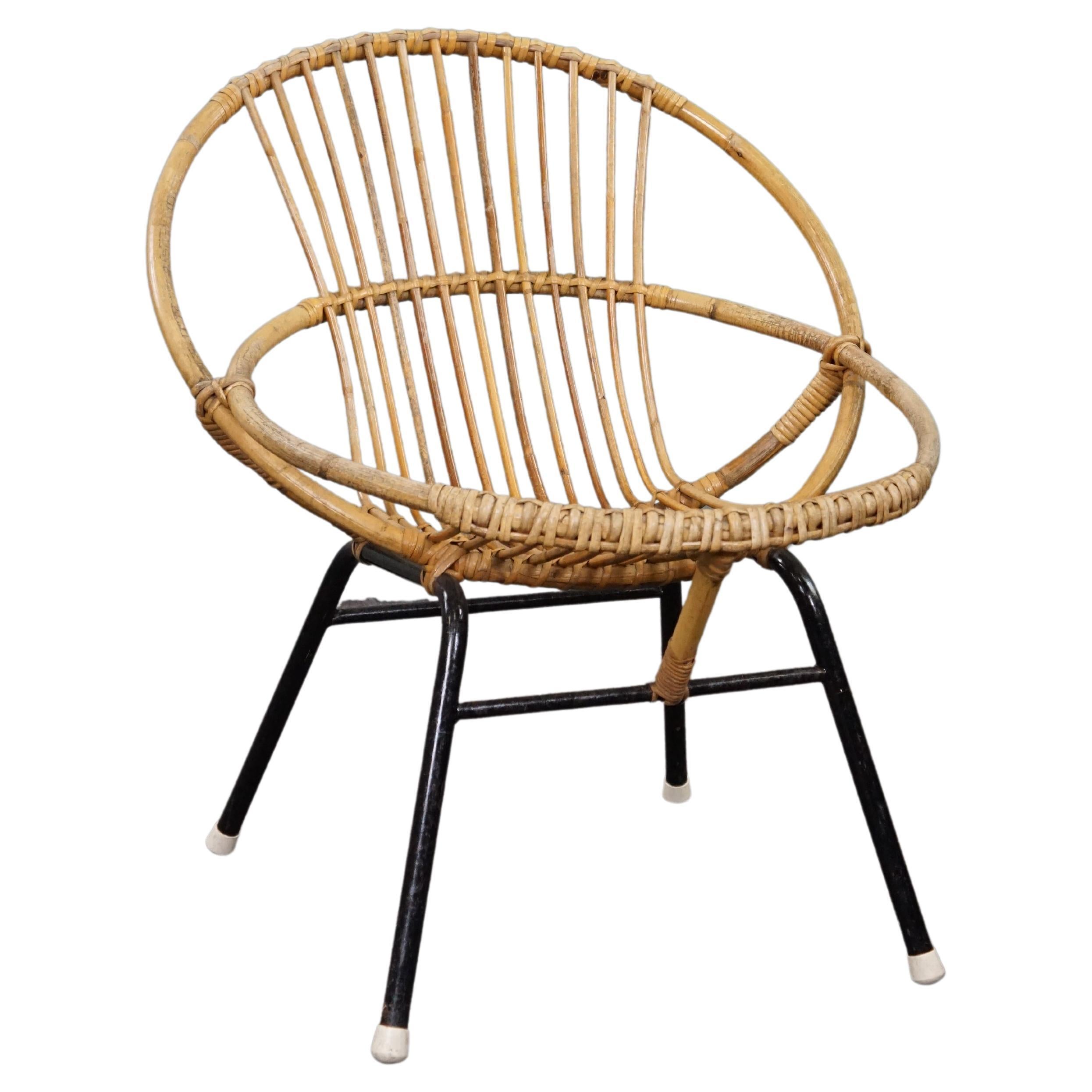 Vintage 60s rattan Dutch design chair For Sale at 1stDibs