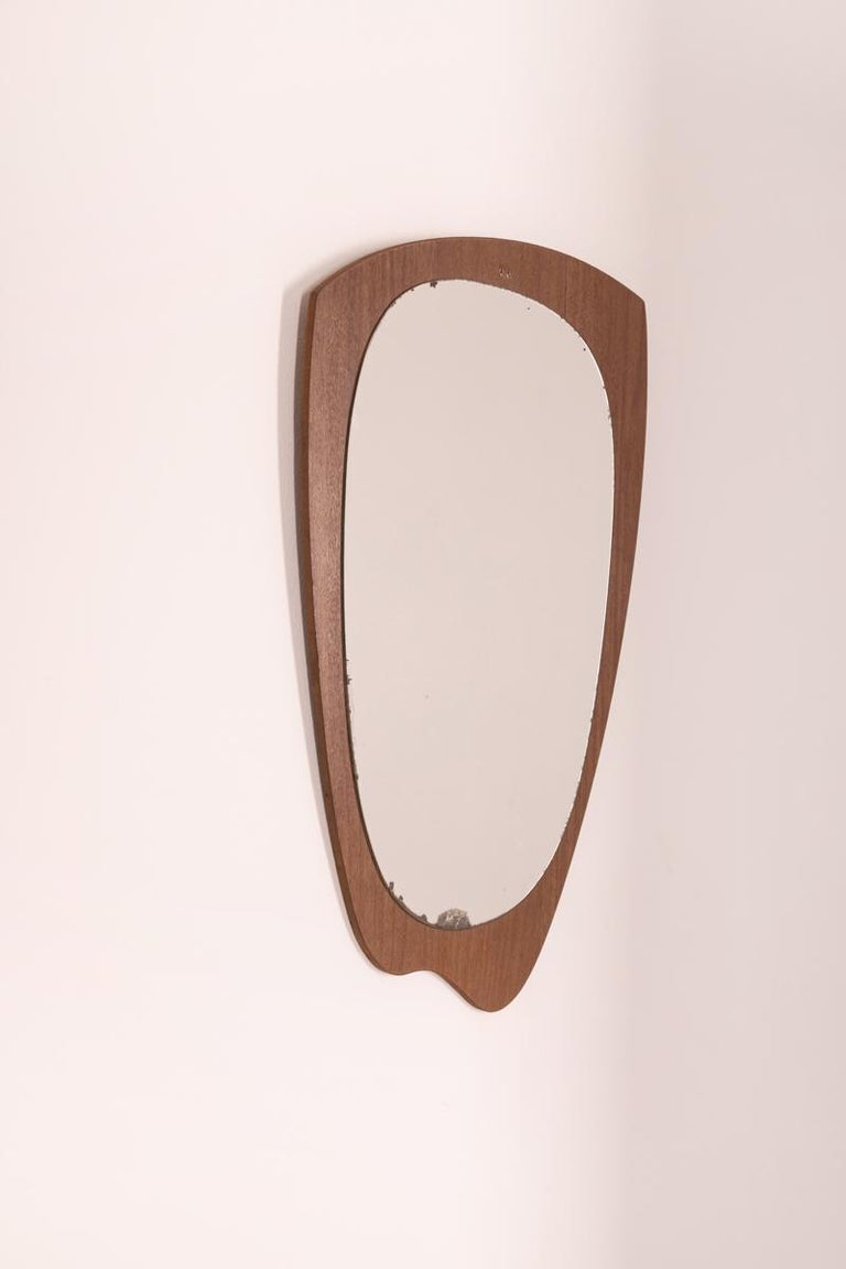 Vintage 60's Wall Mirror in Teak Wood Danish Design For Sale at 1stDibs