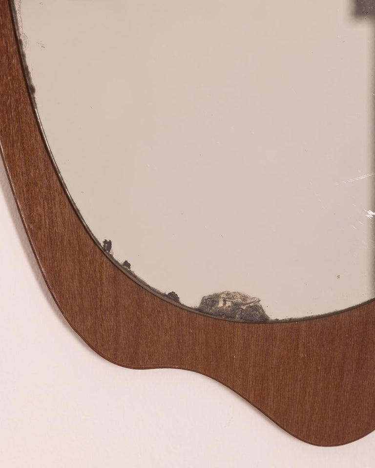 Vintage 60's Wall Mirror in Teak Wood Danish Design For Sale at 1stDibs