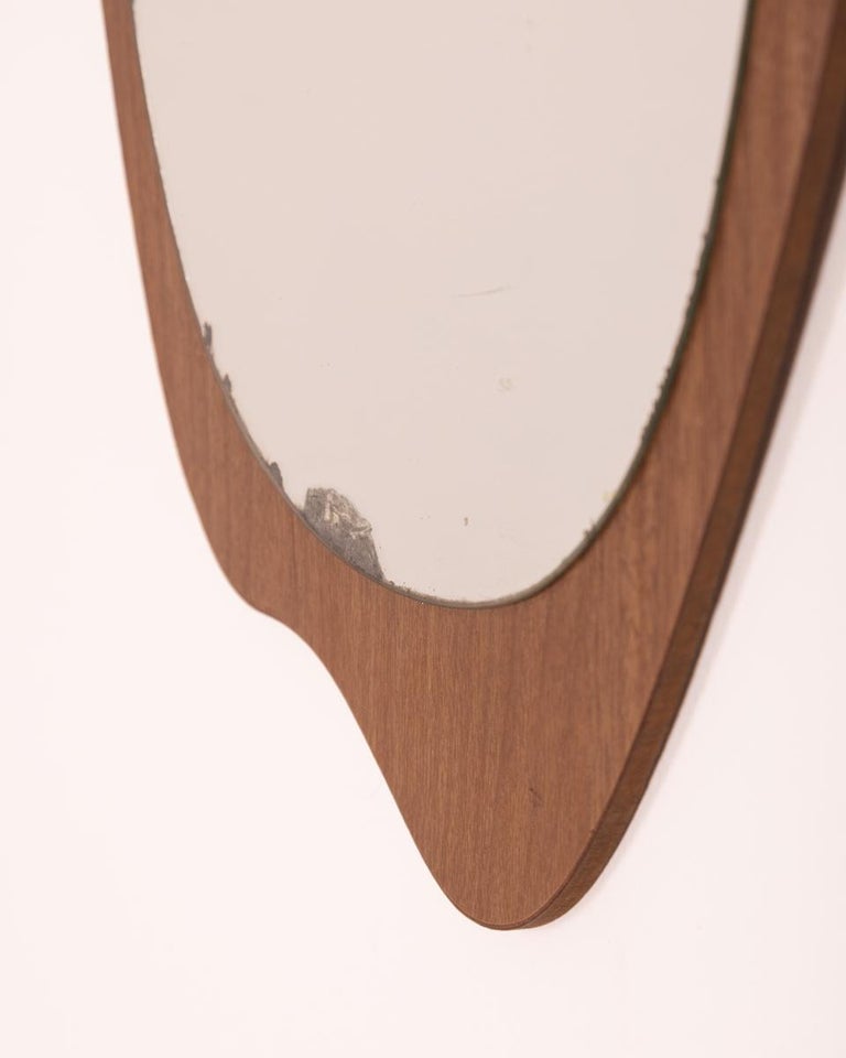 Vintage 60's Wall Mirror in Teak Wood Danish Design For Sale at 1stDibs
