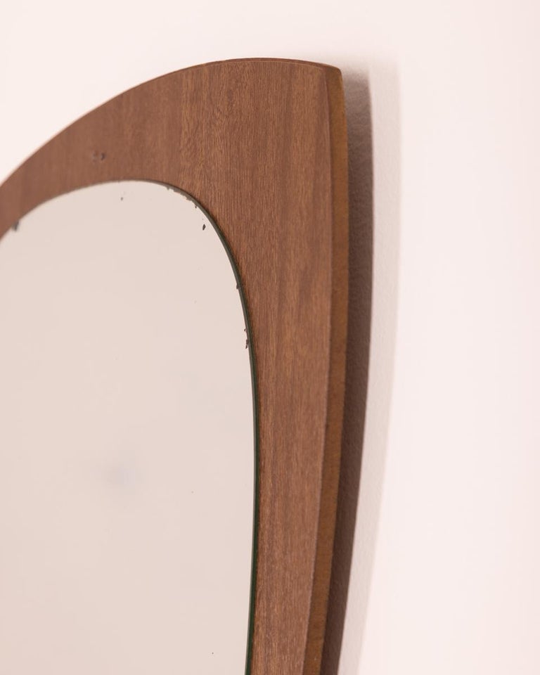 Vintage 60's Wall Mirror in Teak Wood Danish Design For Sale at 1stDibs