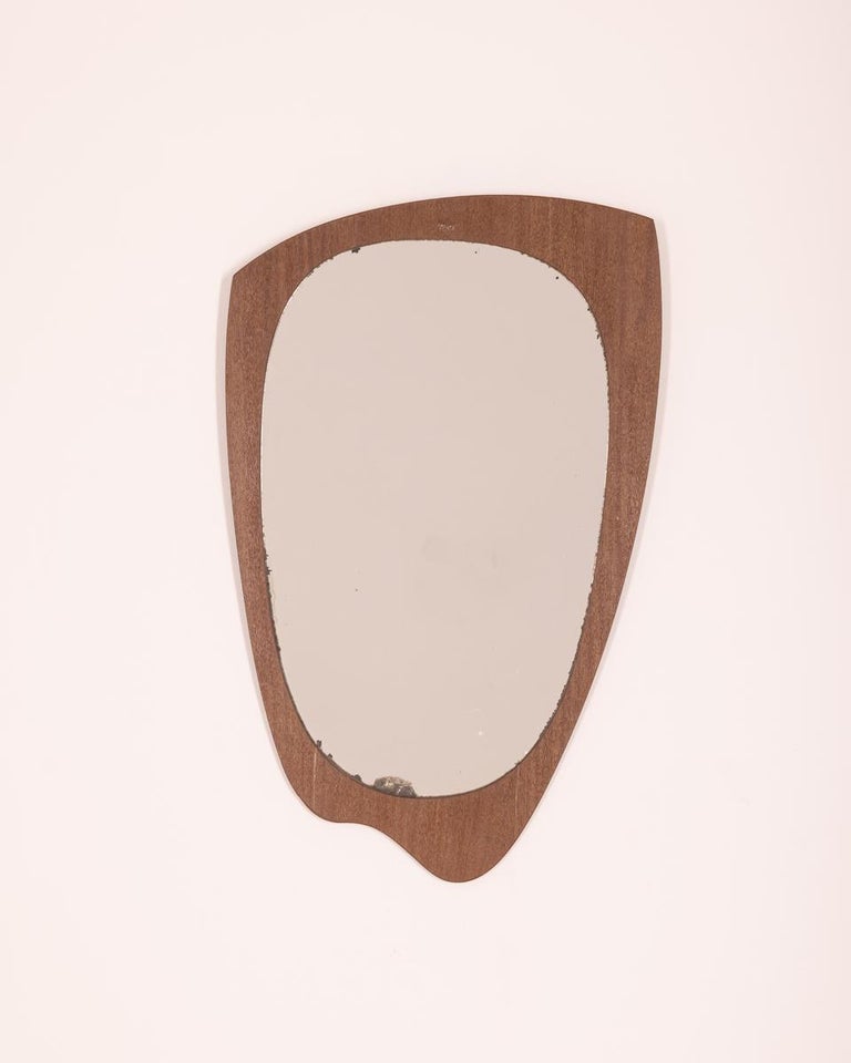 Vintage 60's Wall Mirror in Teak Wood Danish Design For Sale at 1stDibs