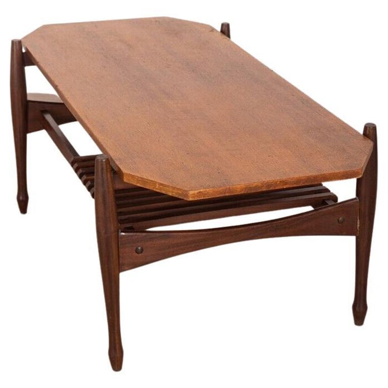 Vintage 60's Wooden Coffee Table Italian Design For Sale at 1stDibs