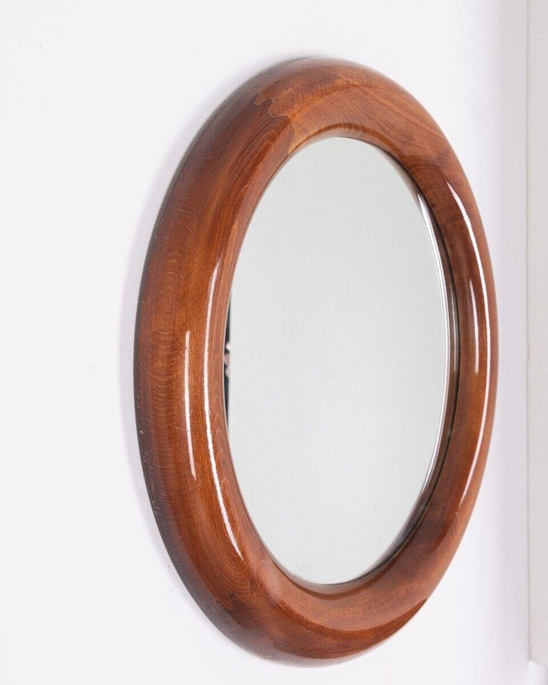 Vintage 60's Wooden Wall Mirror Italian Design For Sale at 1stDibs
