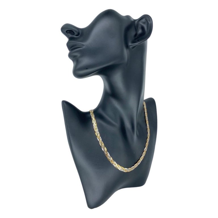 Vintage Wheat Braided 18 Karat Tri-Color Gold Necklace For Sale at 1stDibs