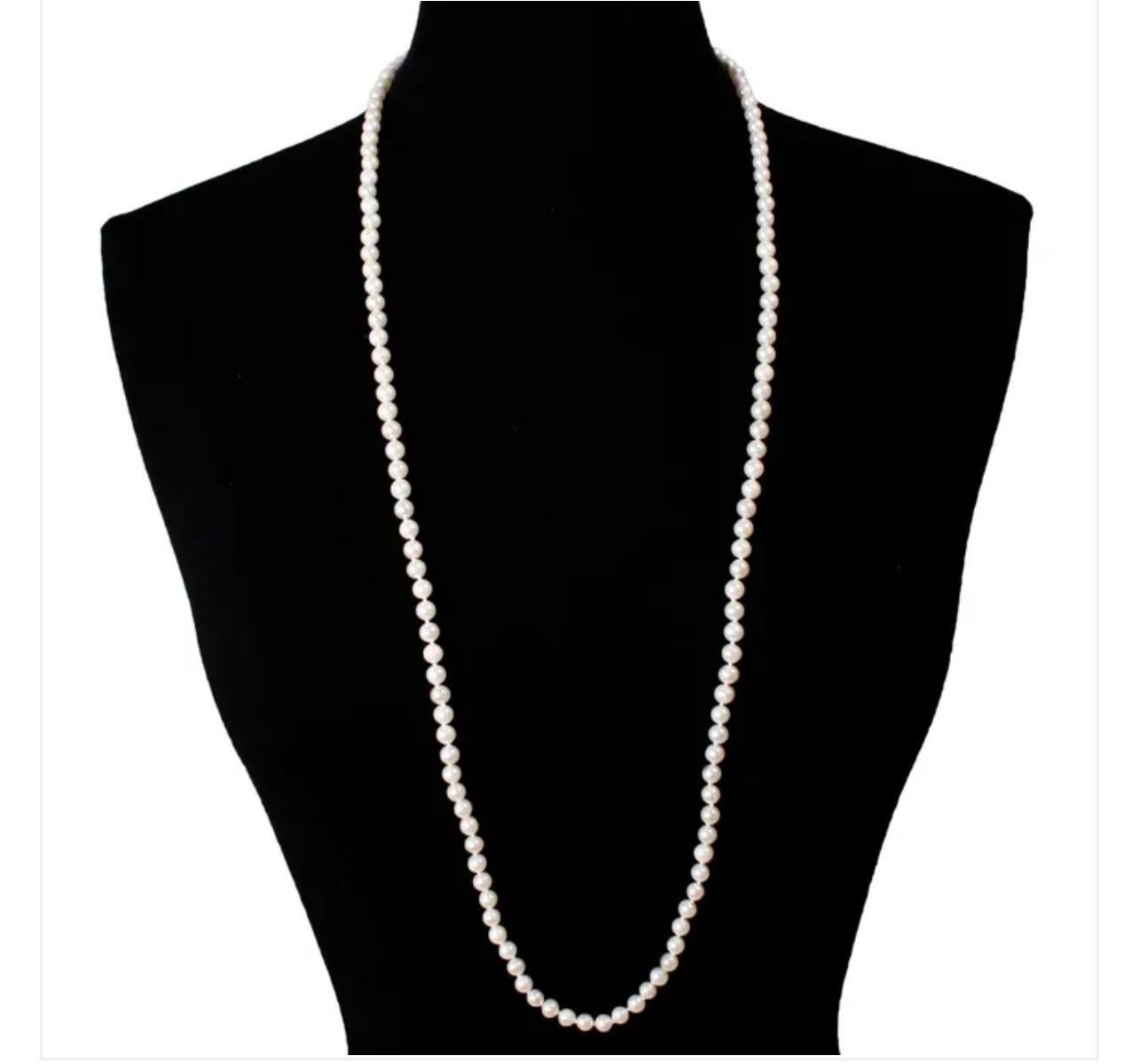 Vintage Akoya Pearl Single Strand Necklace Opera Length For Sale at ...