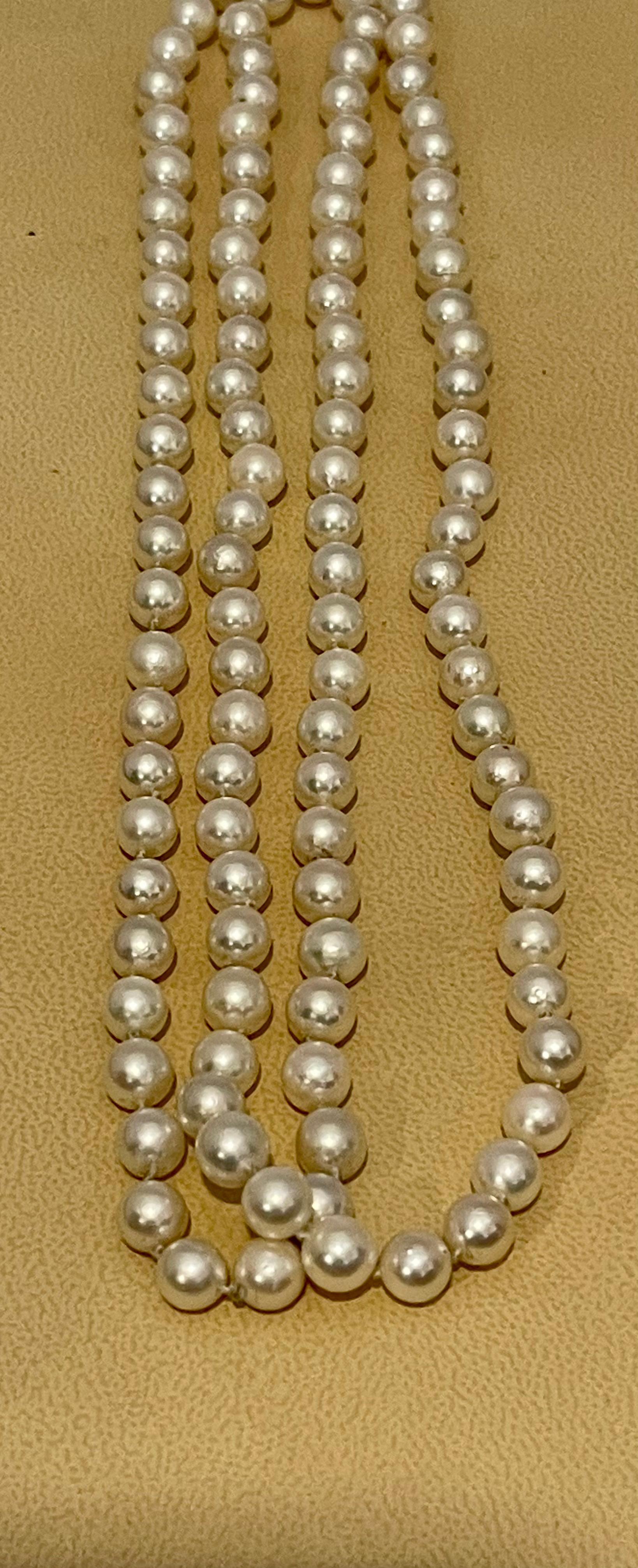 Vintage Akoya Pearl Single Strand Necklace Opera Length For Sale at ...