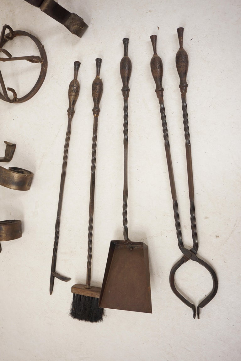 Vintage 7 Pc. Steel Fireplace Tools Set, American 1950, H901 For Sale ...