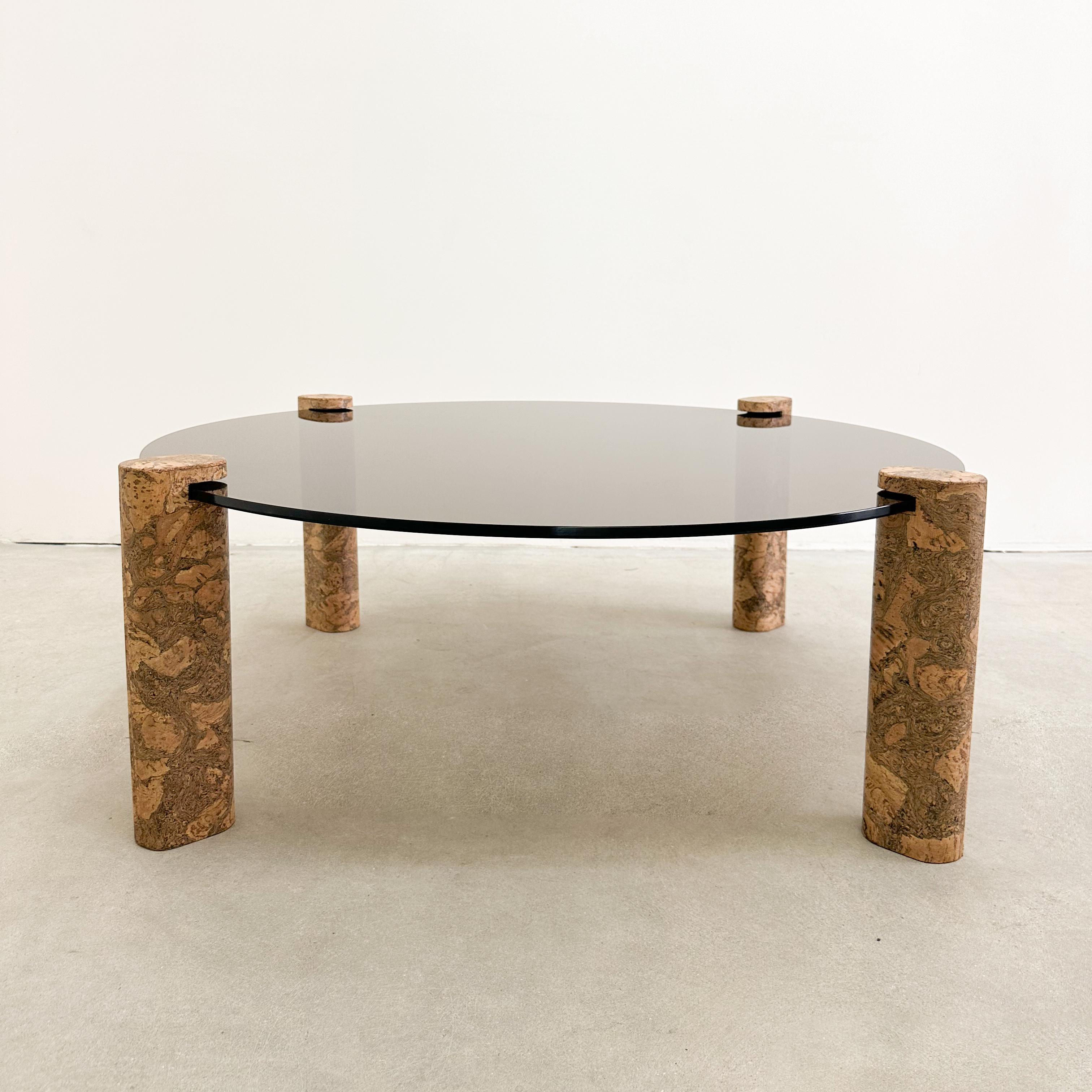 Vintage 70s Cork Round Coffee Table With Bronze Glass Burlwood MCM For ...